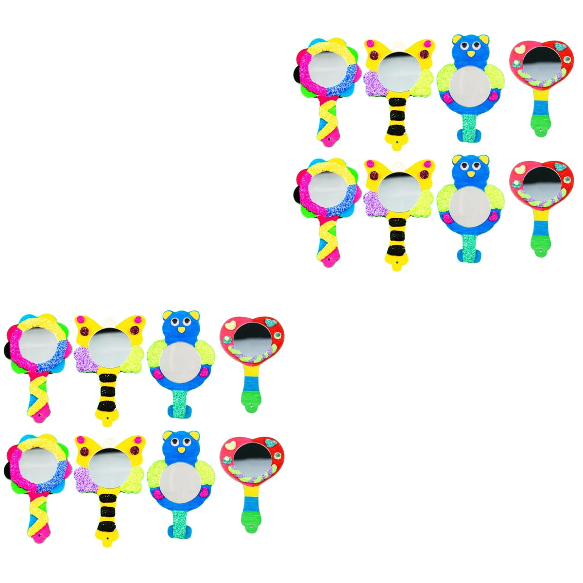 2 Sets of 10pcs DIY Wooden Mirrors Cartoon Painting Handmade Crafts for ...