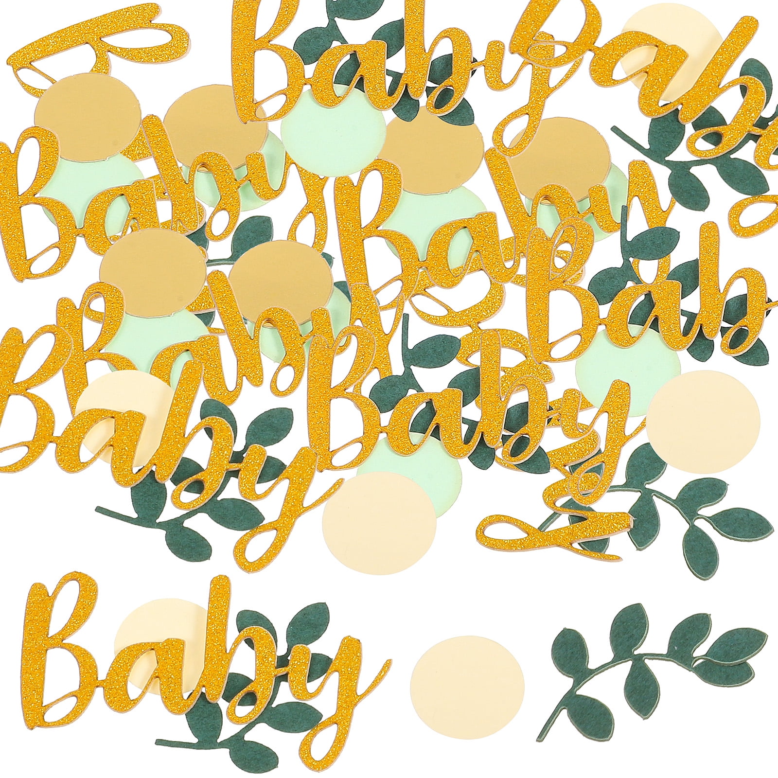 2 Sets of Baby Shower Confetti Decorations Letters Leaves Circles Table ...