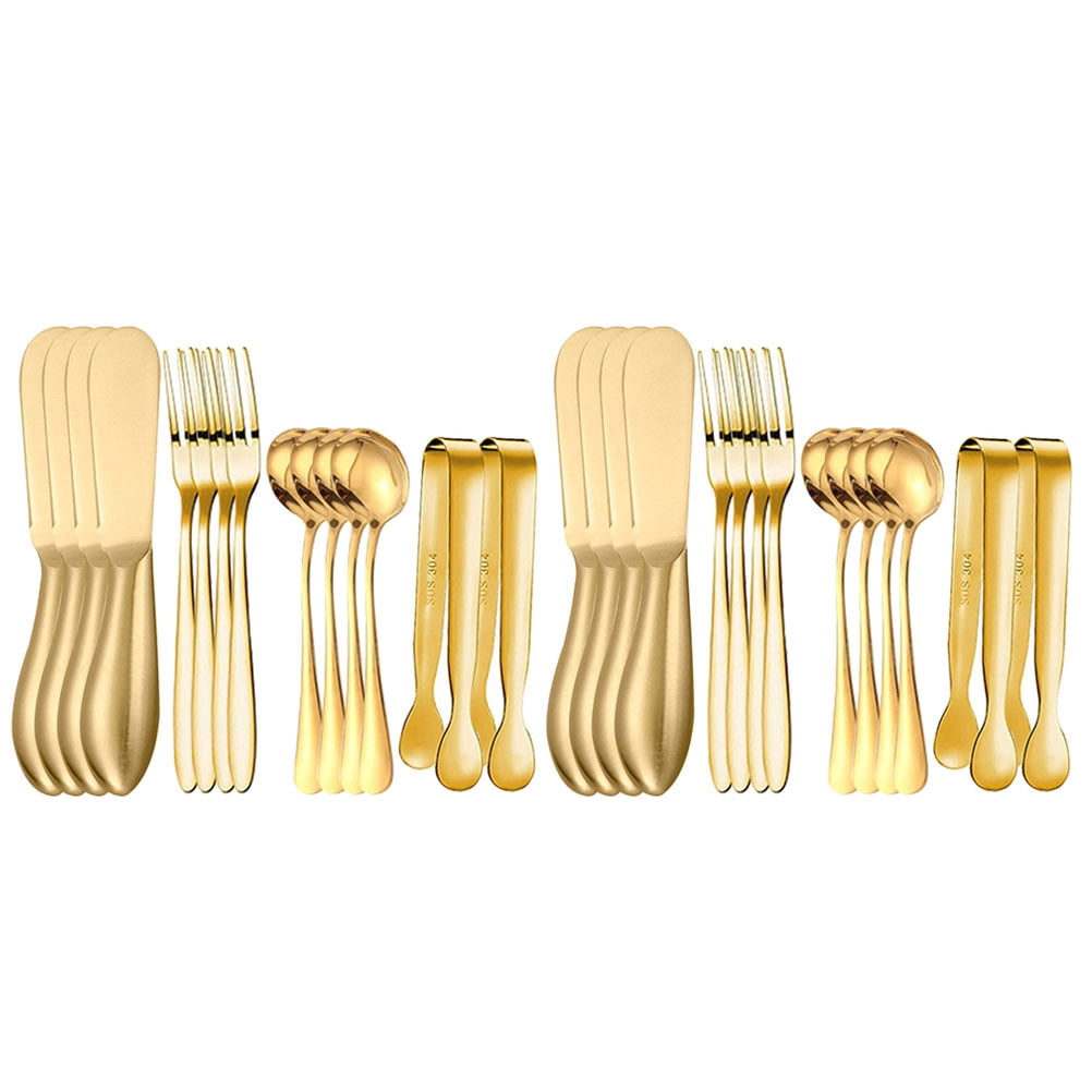2 Sets of Butter Spreader Knives Kit Dessert Fork Spoon Stainless Steel ...