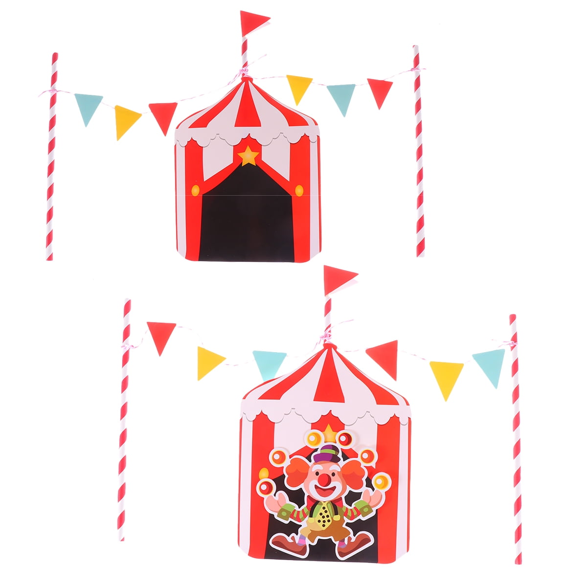 2 Sets of Circus Clown Cake Toppers Paper Cake Picks Cupcake Decor ...