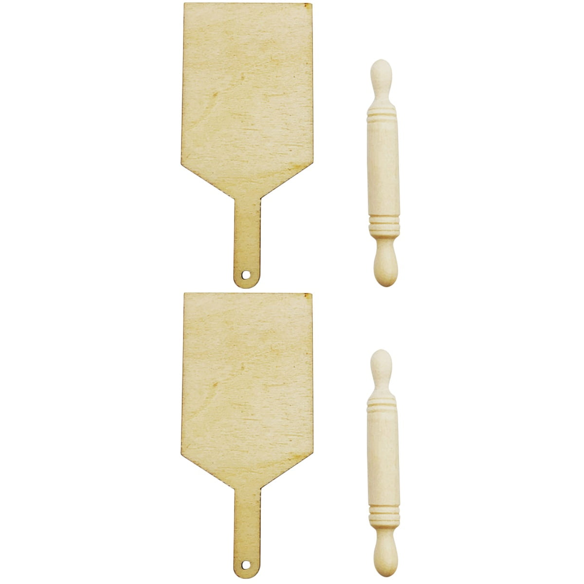REOFLYUP Wooden Fake Rolling Pin Design Doll Supplies 2Sets 1.97x0.24x0 ...