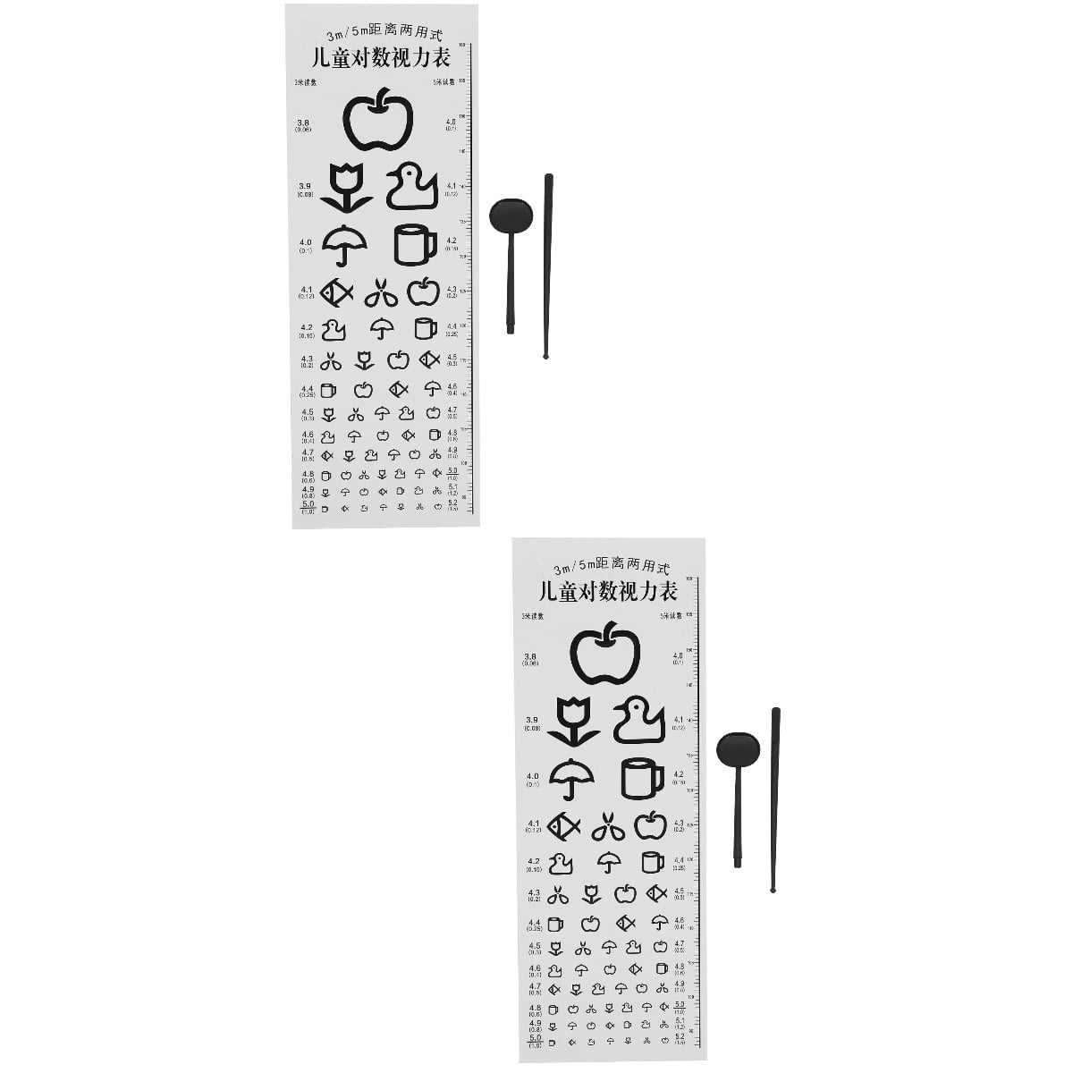 2 Sets of Frame Visual Testing Chart Standard Visual Eye Test Chart for ...