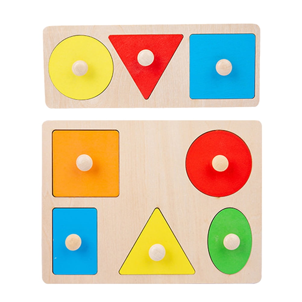 2 Sets of Geometry Shape Puzzle Toddler Puzzle Board Kids Early ...