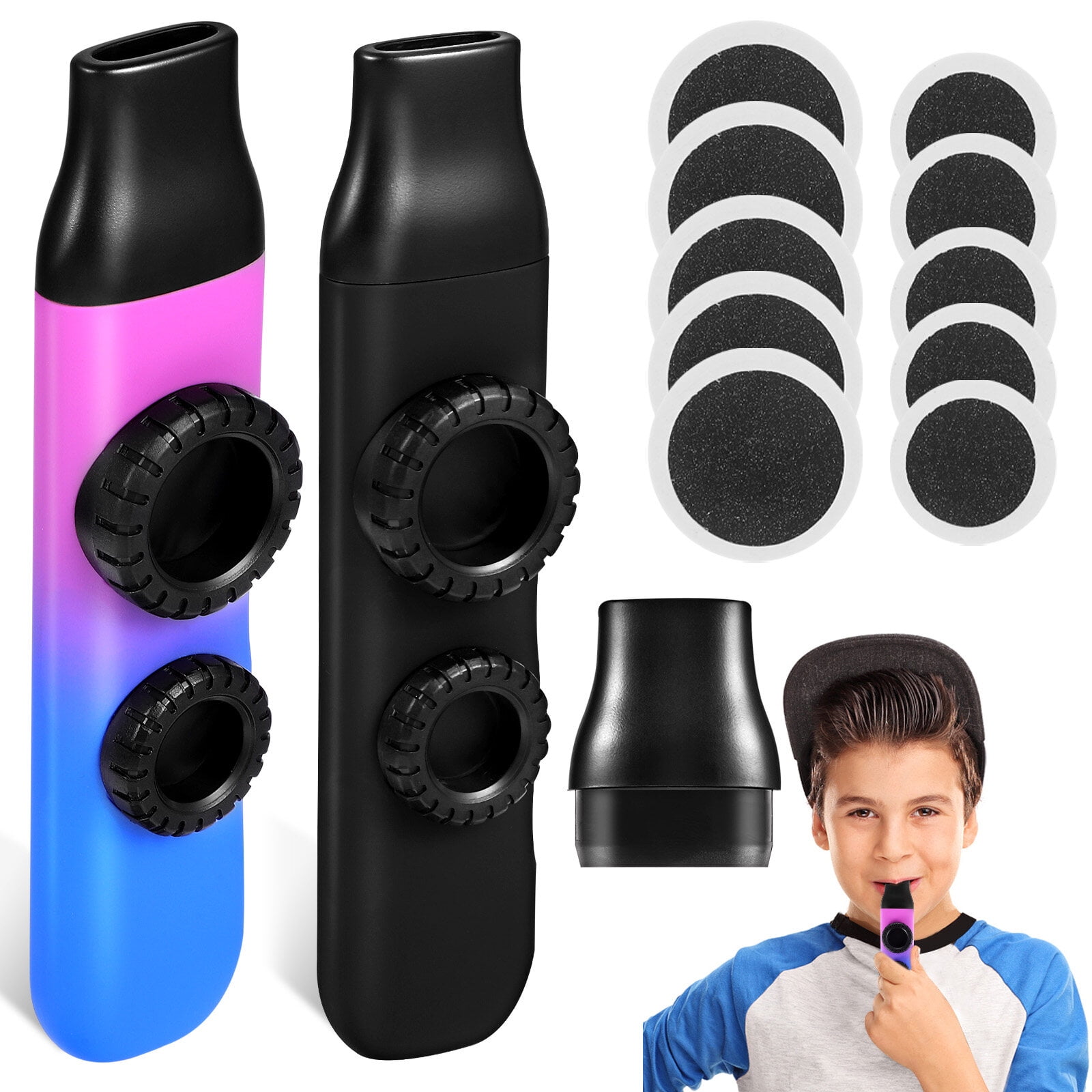 Kazoo Musical Instruments Set with Replacement Mouthpiece and Round ...