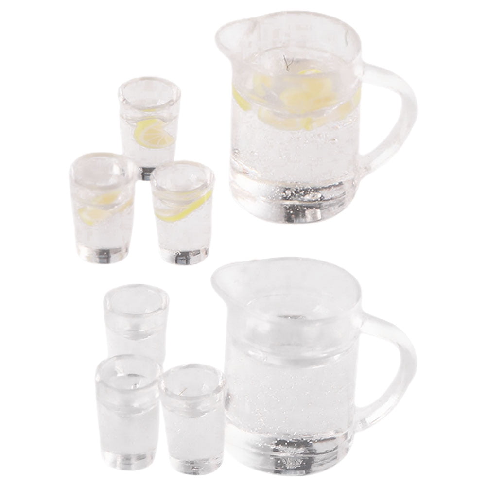 2 Sets of Realistic Mini Water Drinking Set Miniature Water Lemonade ...