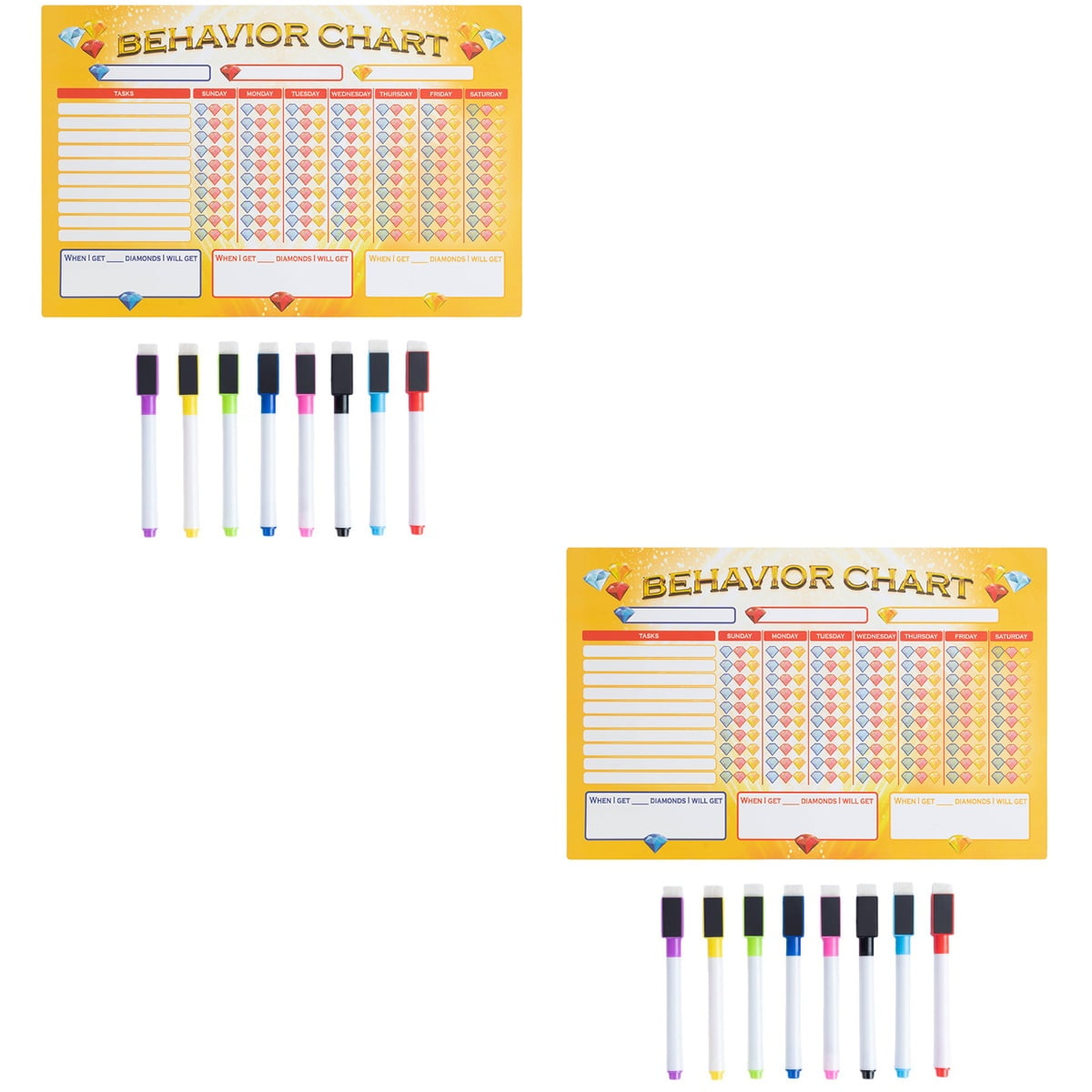 2 Sets of Reusable Behavior Chart Magnetic Kids Chart Delicate Reward ...
