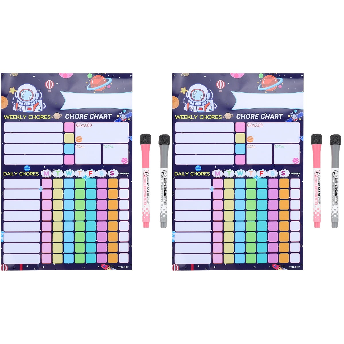 2 Sets of Reusable Reward Chart Hanging Chart Behavior Chart Children ...
