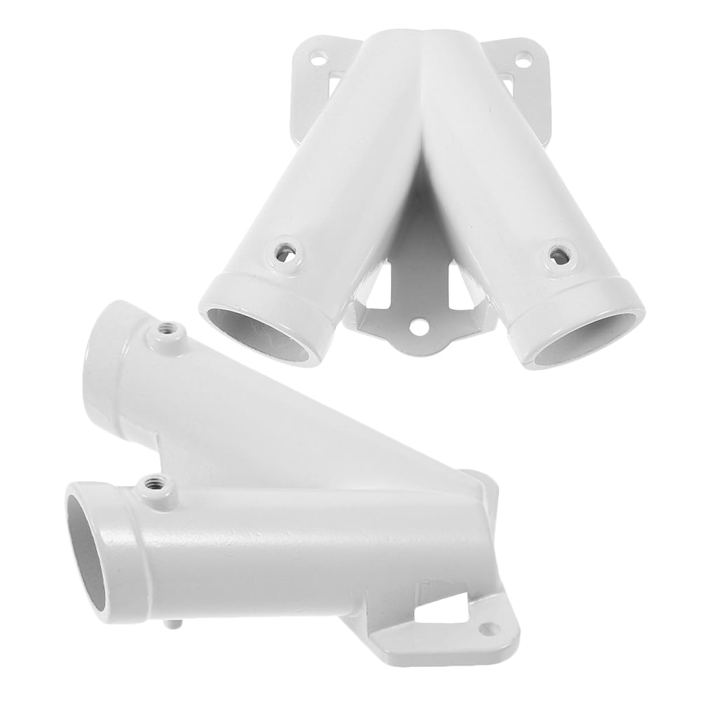 2 Sets of V-Shaped Flagpoles Holder Wall Flag Pole Rack Double-Holes ...