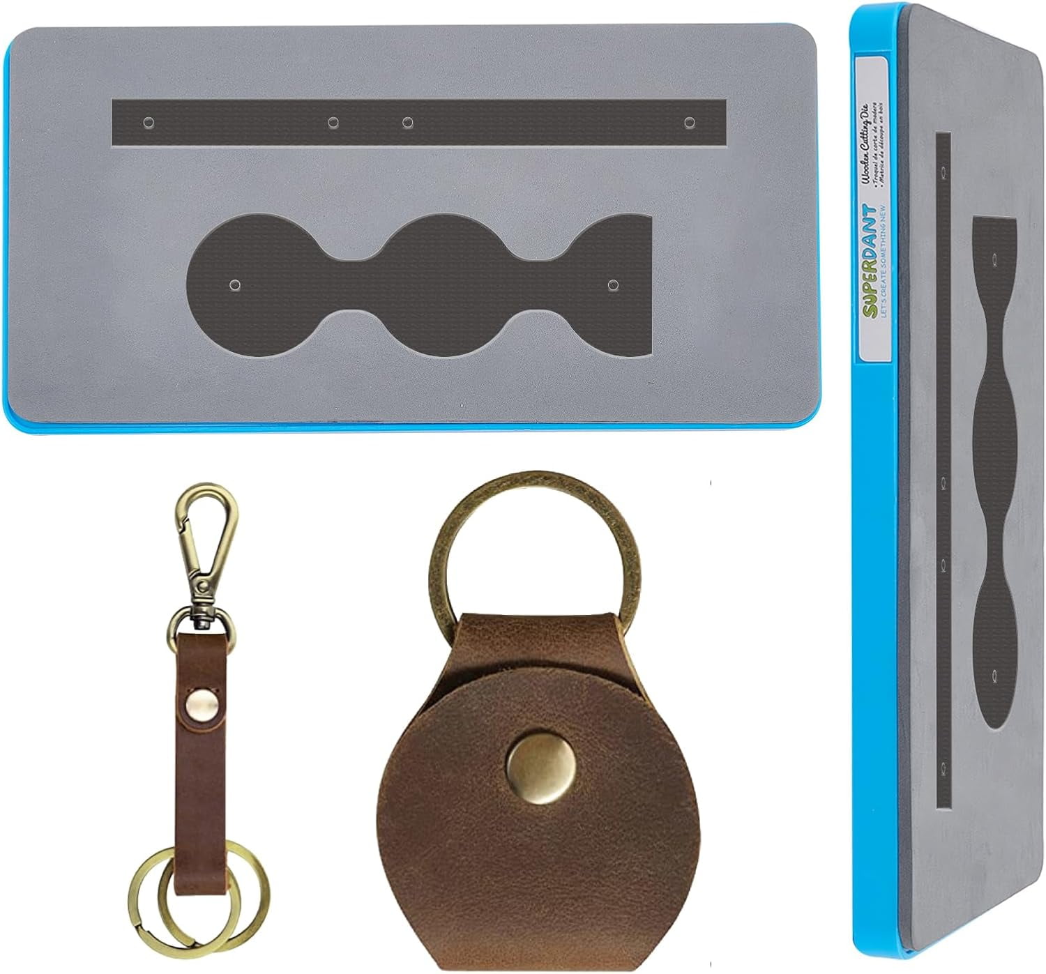 2 Shapes Keychain Leather Wooden Die Cutting Keychain Pendant Wooden ...