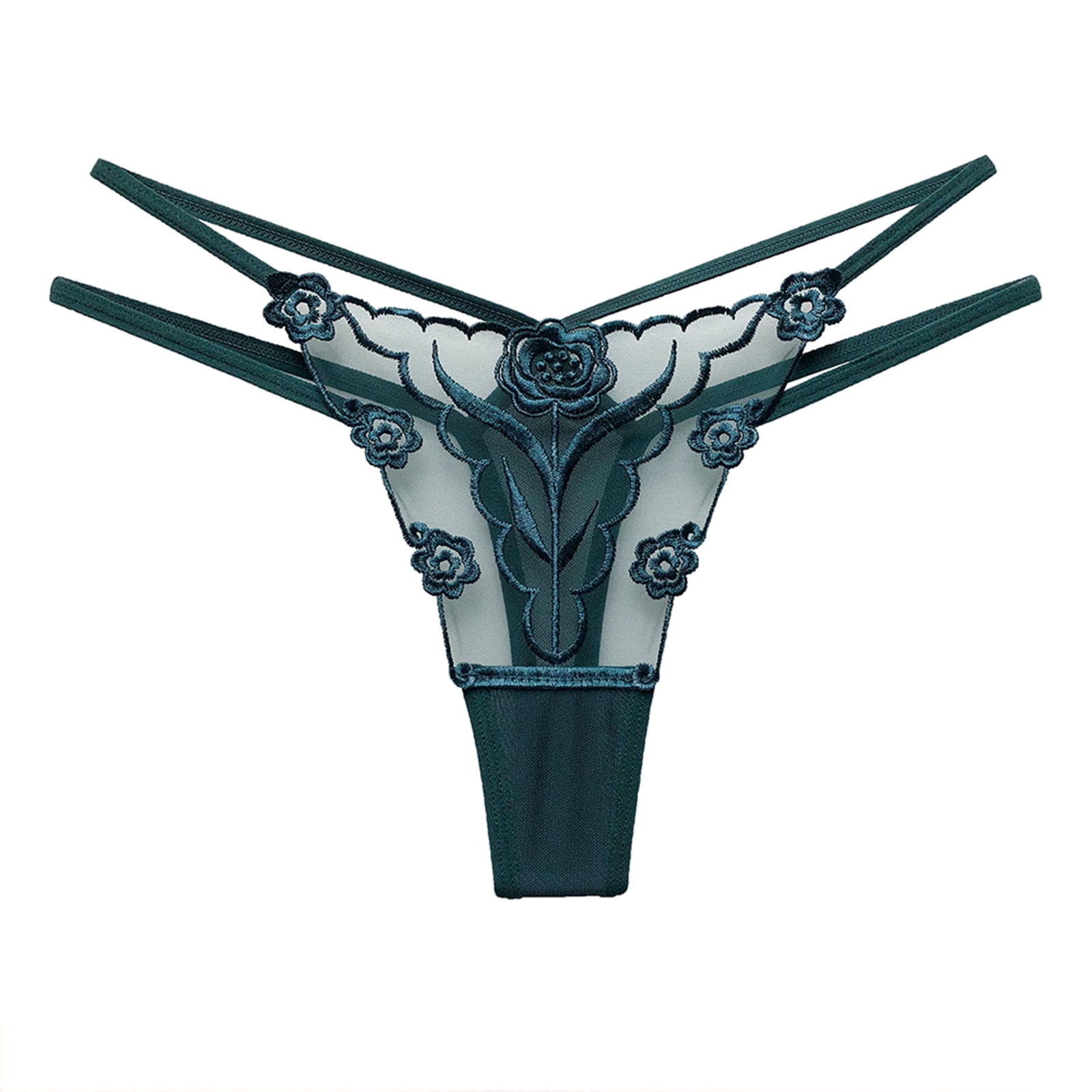 2. Sheer Mesh Panel Nylon Thong Underwear With Lace Trim Delicate Strap ...