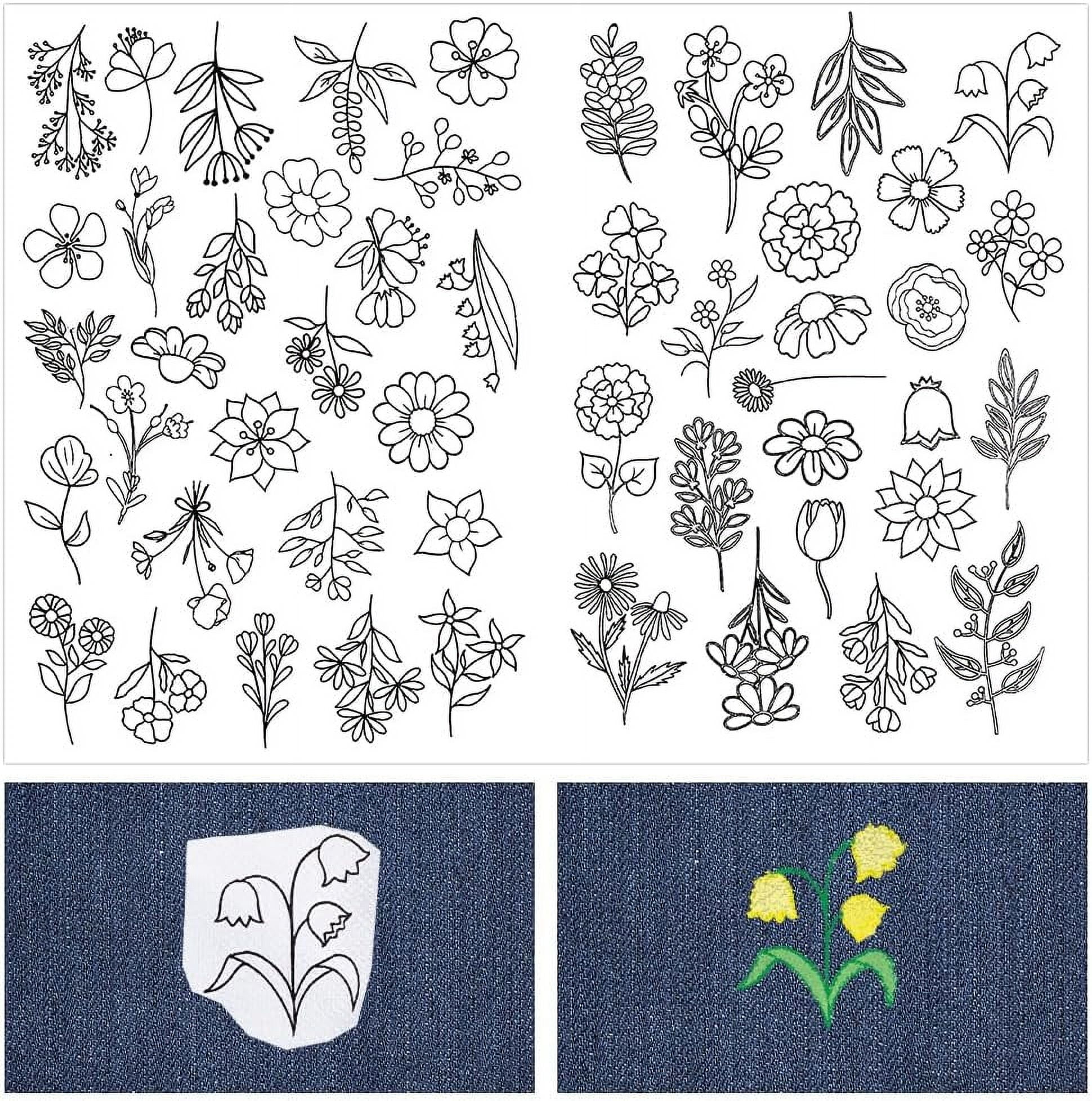 2 Sheet 100Pcs Flowers Plants Water Soluble Embroidery Stabilizers Hand ...