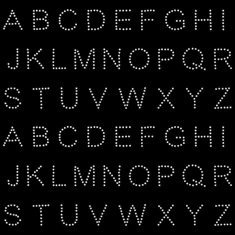 2 Sheet Alphabet Rhinestone Iron on Transfer Glitter 26 Letters ...