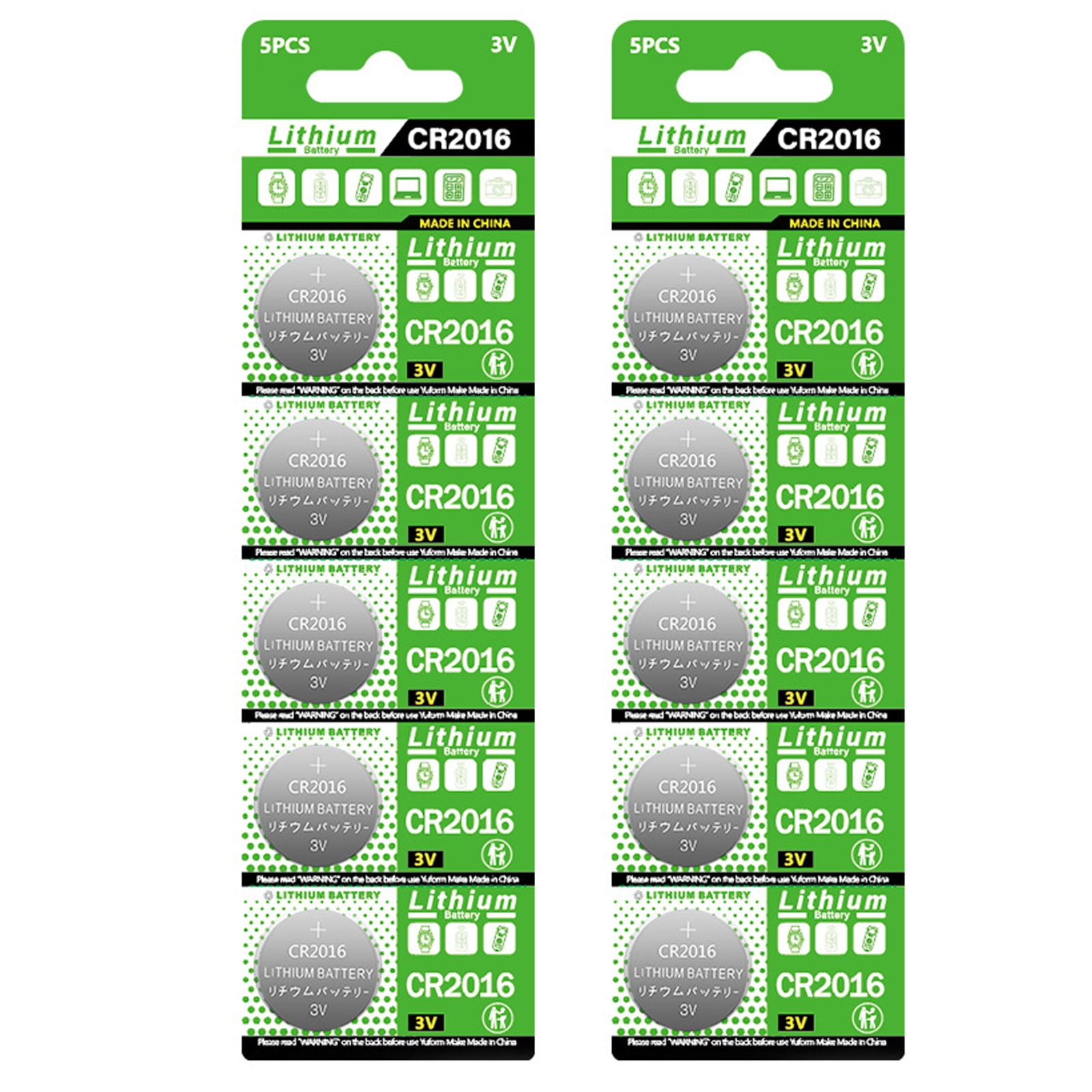 2 Sheet CR2016 Button Batteries 3V for Household Gadgets Like Alarms ...