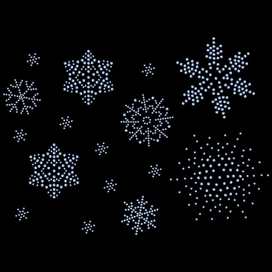 2 Sheet Snowflake Iron on Rhinestone Crystal Transfers Applique 16pcs ...