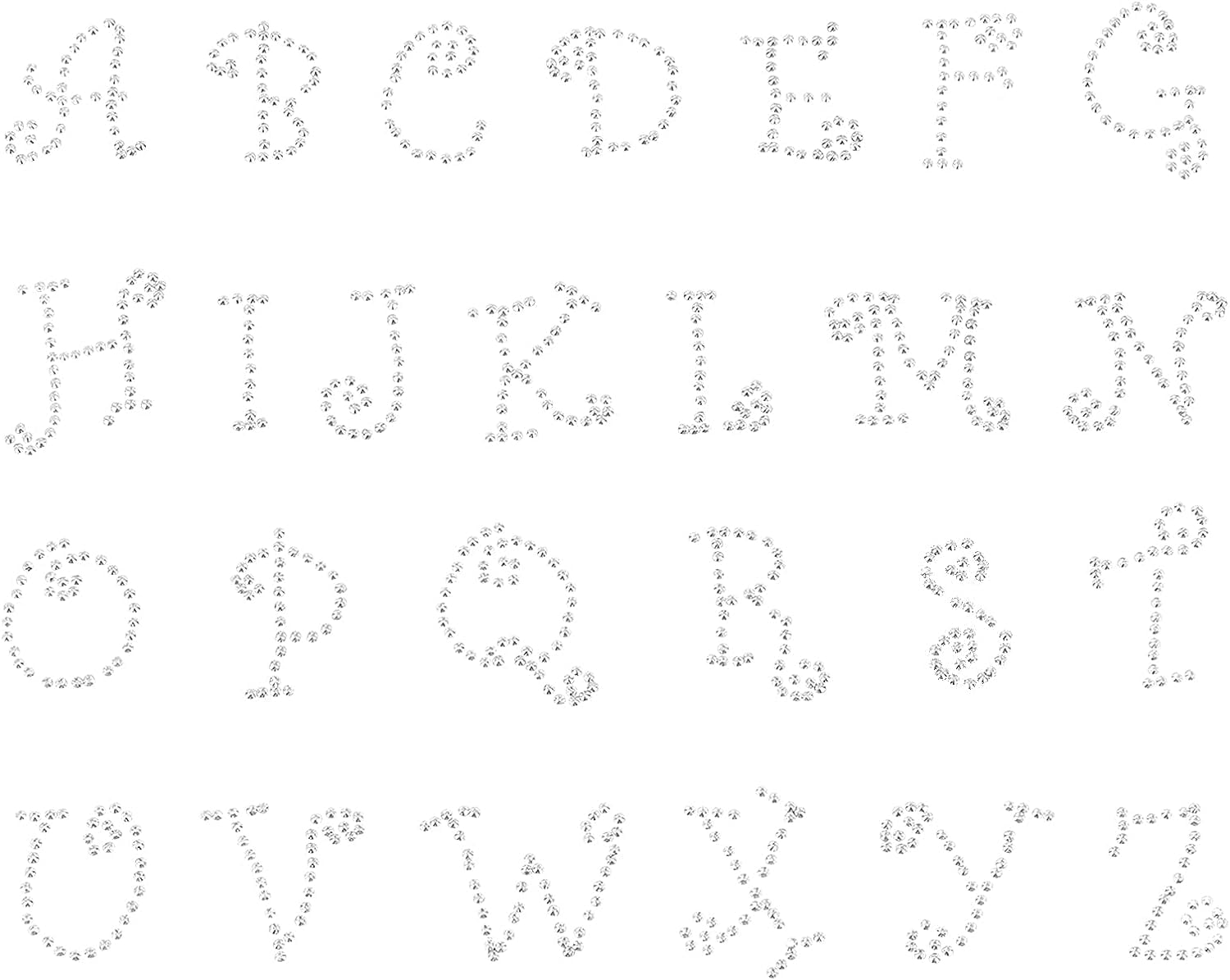 2 Sheets 10x7.5" Rhinestone Iron On Patch Alphabet Letters Crystal ...