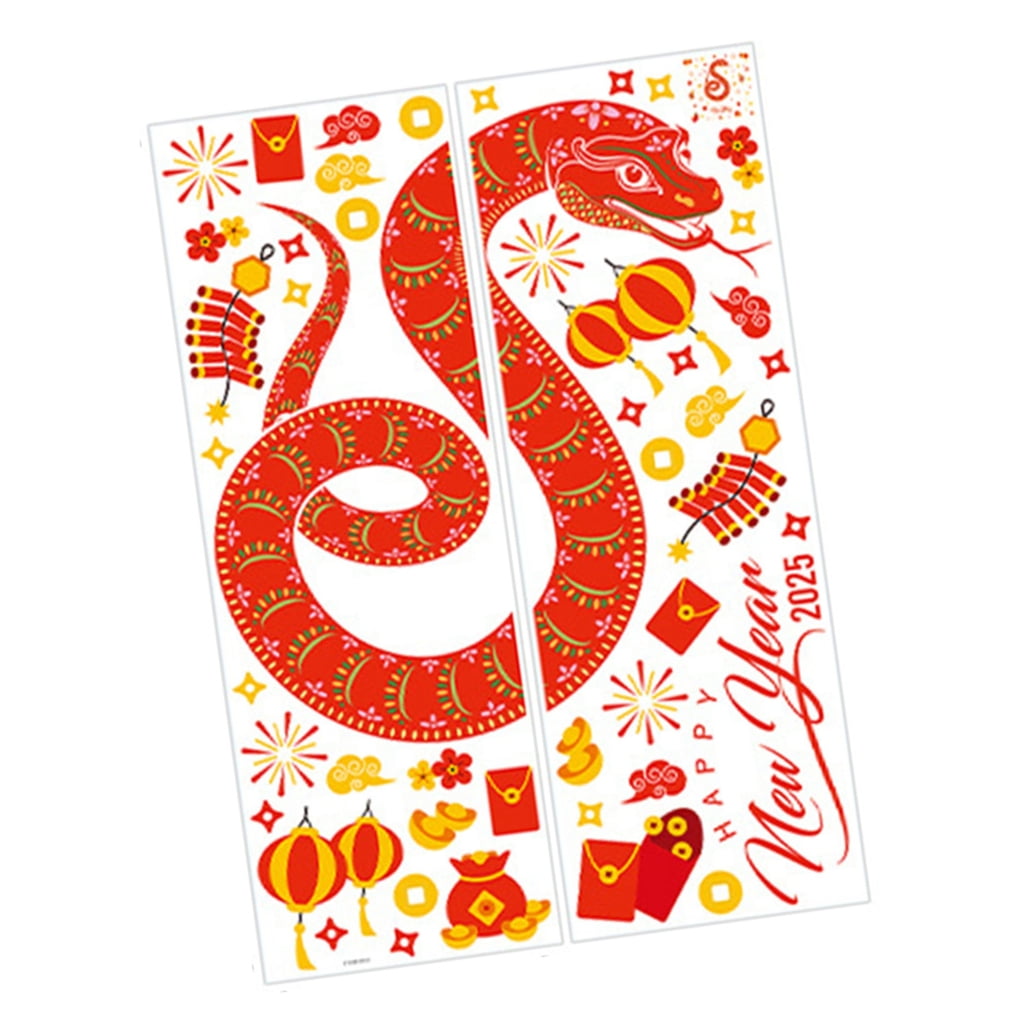 2 Sheets 2025 Snake Sticker Glass Decal for Lunar New Year Window ...