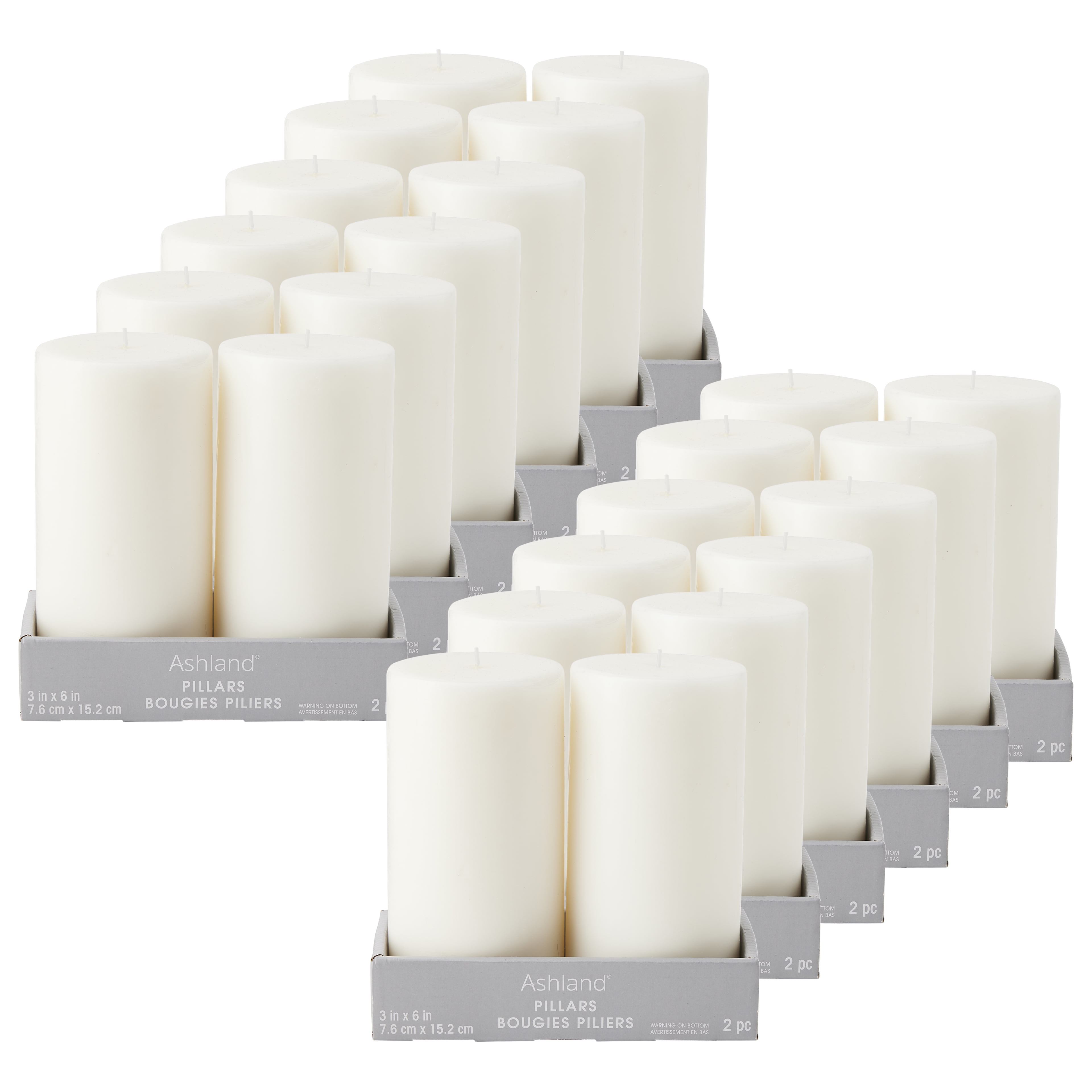 "Ashland's 24 Pack of White Pillar Candles, Unscented, 3""x6"" (2 per ...
