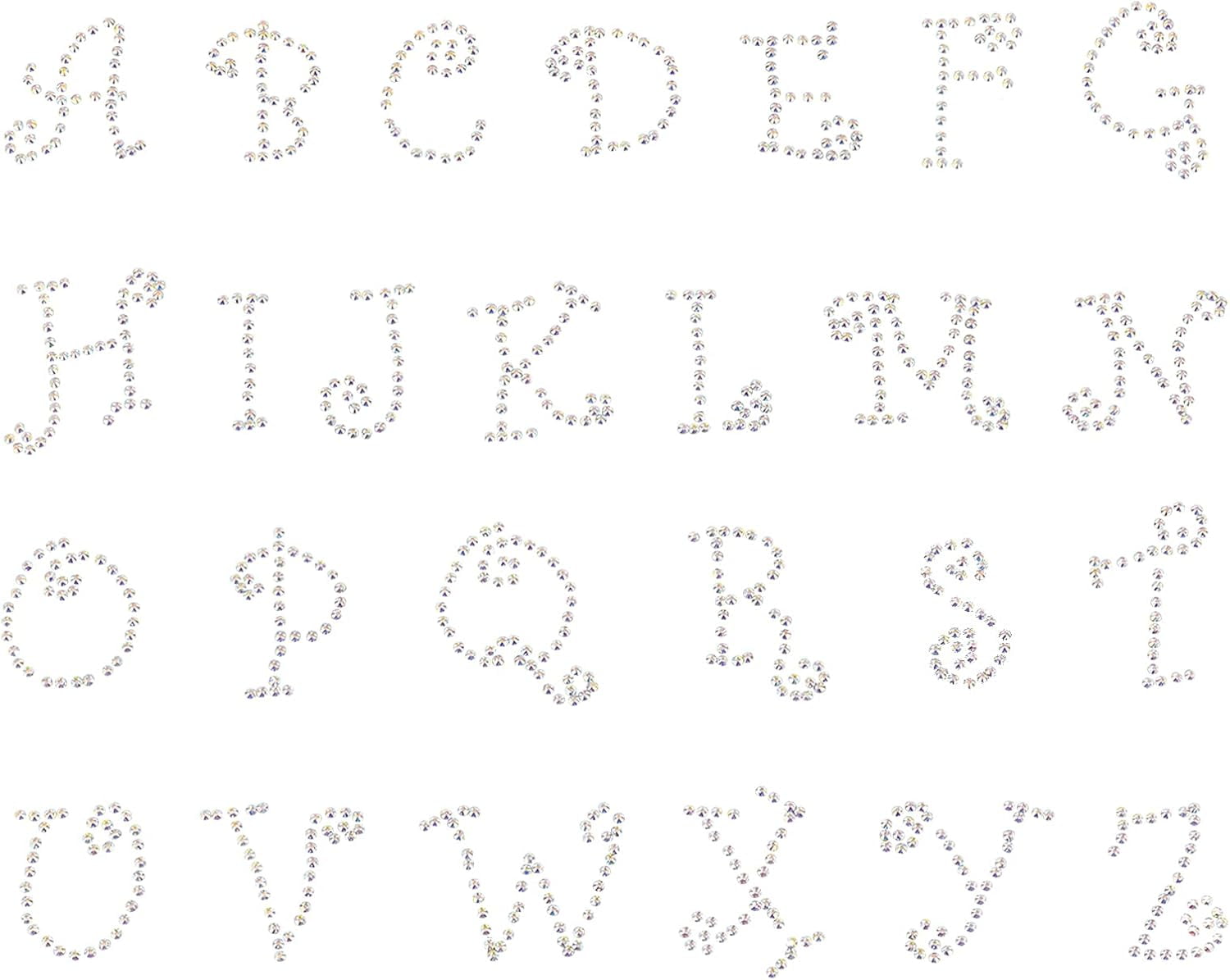 2 Sheets 25.5x19cm Rhinestone Iron On Patch Alphabet Letters Crystal ...