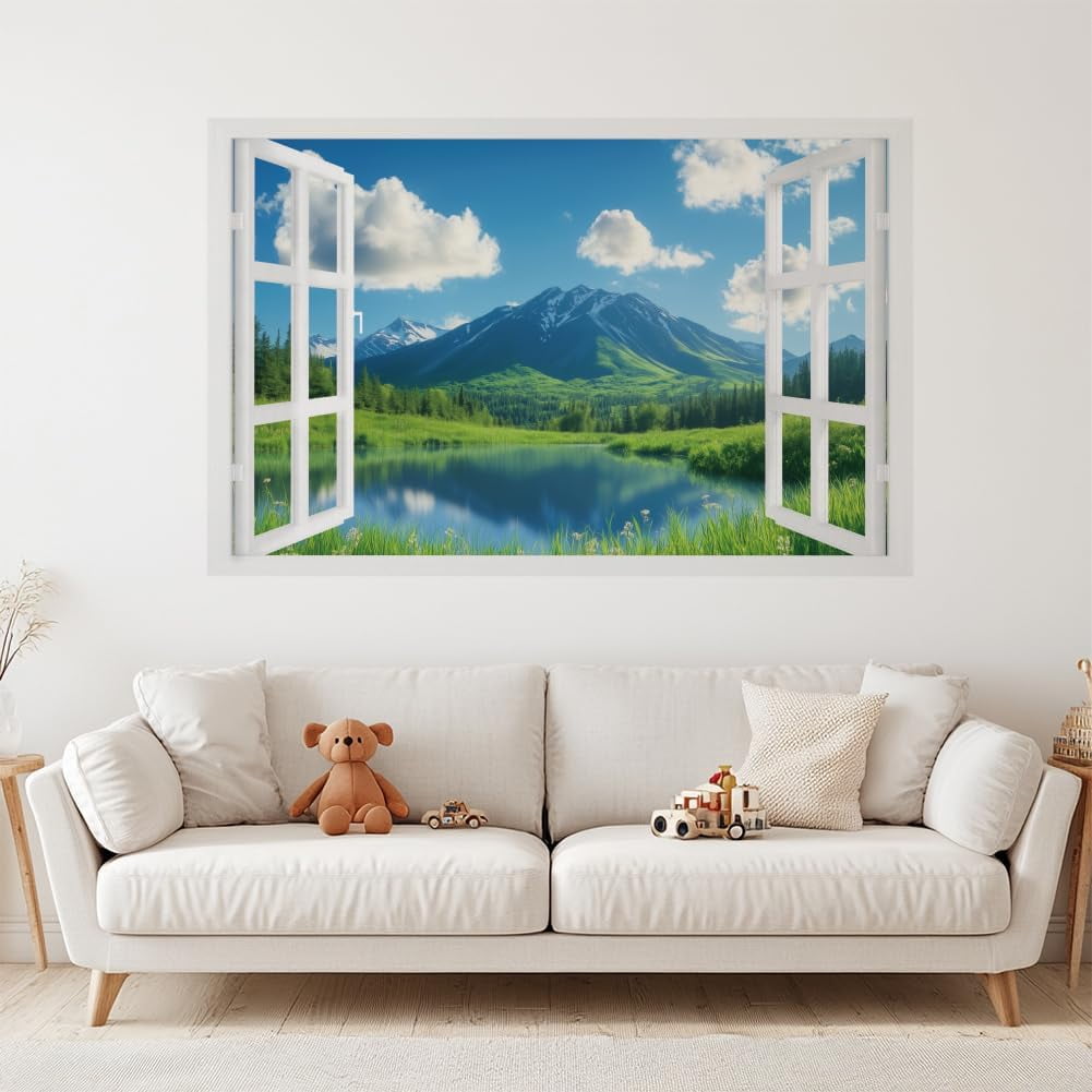 2 Sheets 3D Window Wall Stickers Window Landscape Wall Decals Removable ...