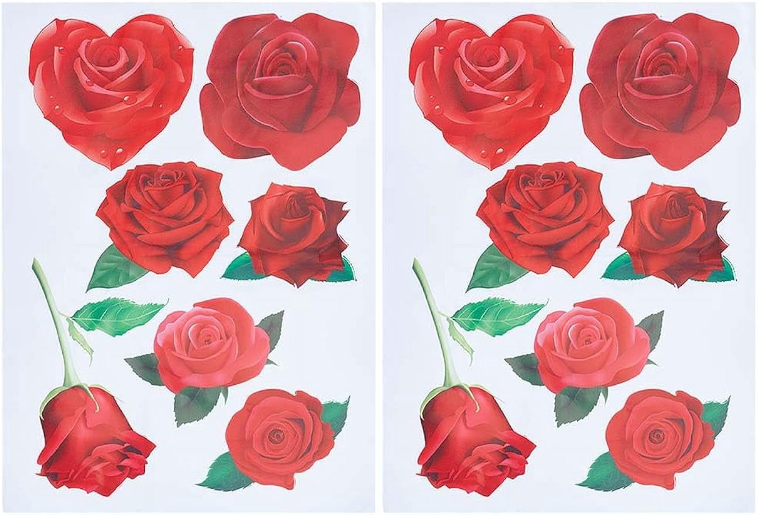 2 Sheets 7 Styles Rose Stickers Car Body Decals Waterproof Self ...