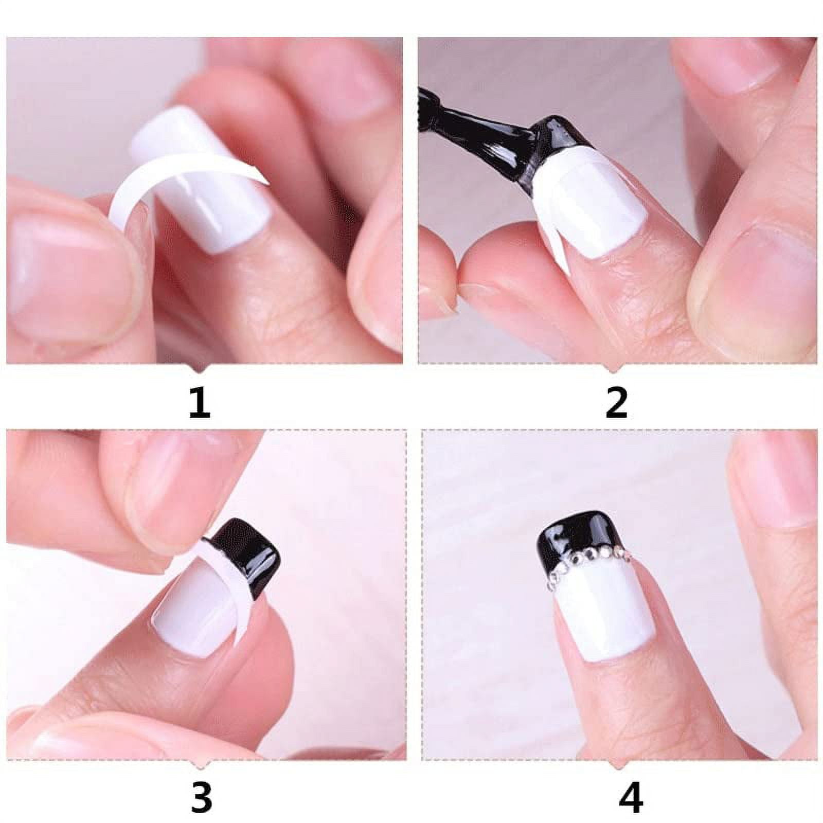 2 Sheets (96PCS) White French Manicure Strip Nail Art Form Fringe Tip ...