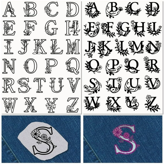 2 Sheets A-Z Letters Water Soluble Embroidery Stabilizers Alphabet ...