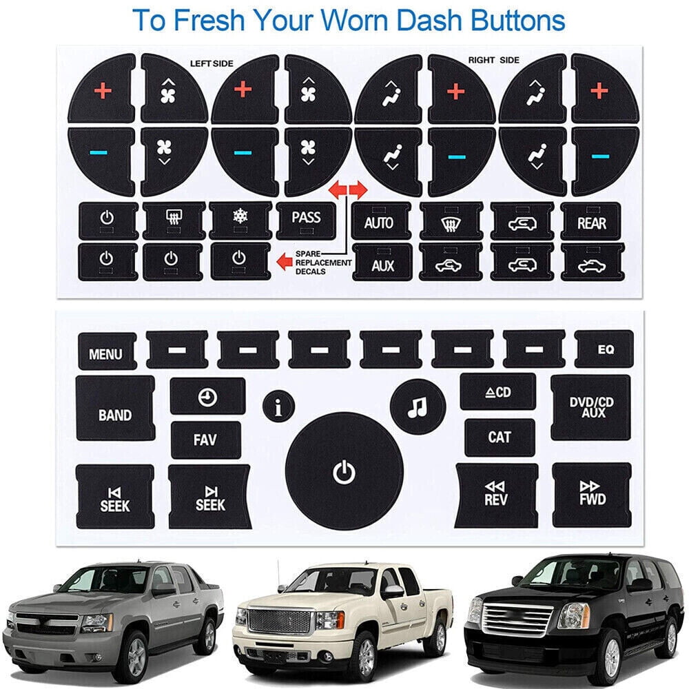 2 Sheets AC Control Radio Dash Button Repair Kit Sticker for Chevy GMC ...