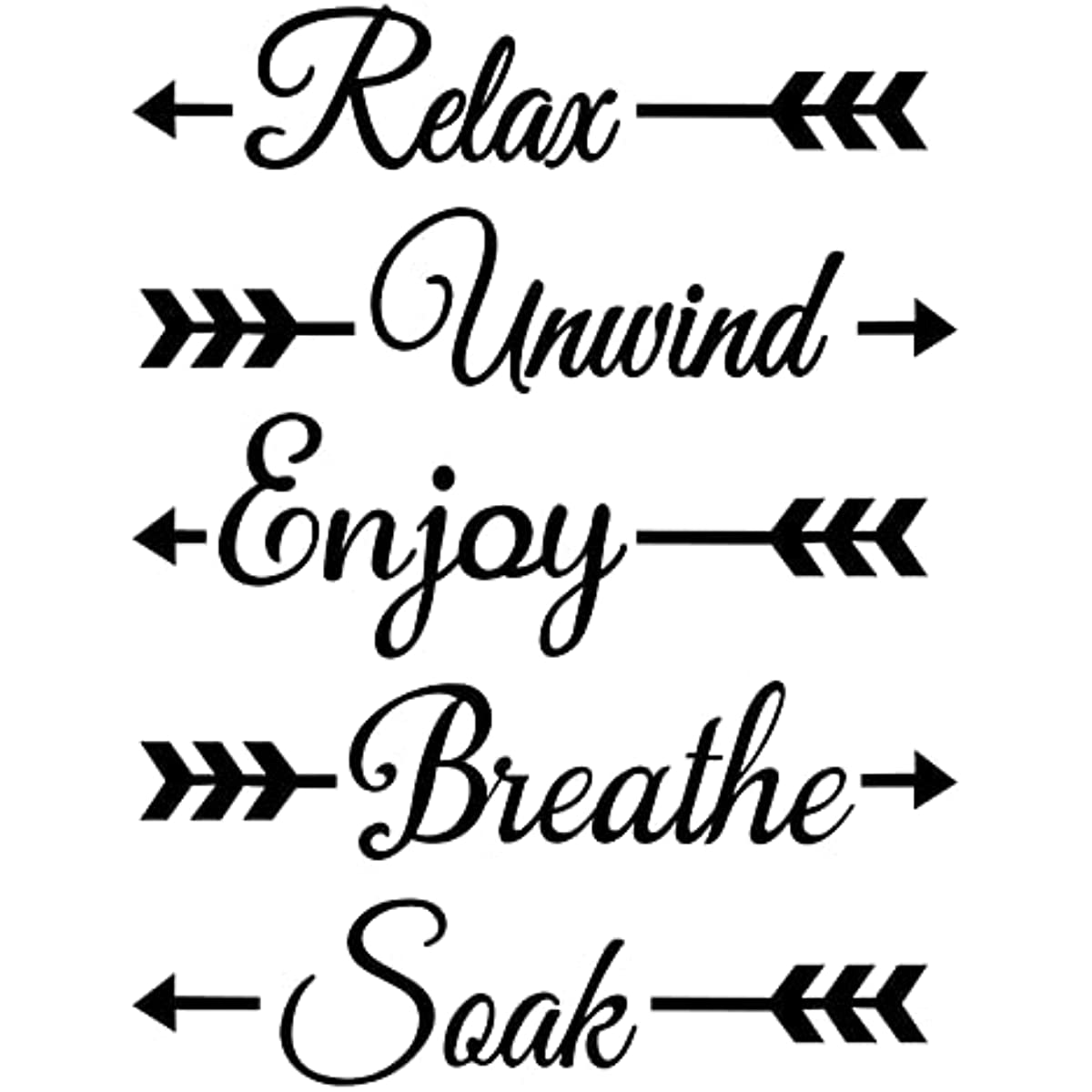 2 Sheets Bathroom PVC Wall Sticker Relax Enjoy Unwind Breathe Soak Text ...