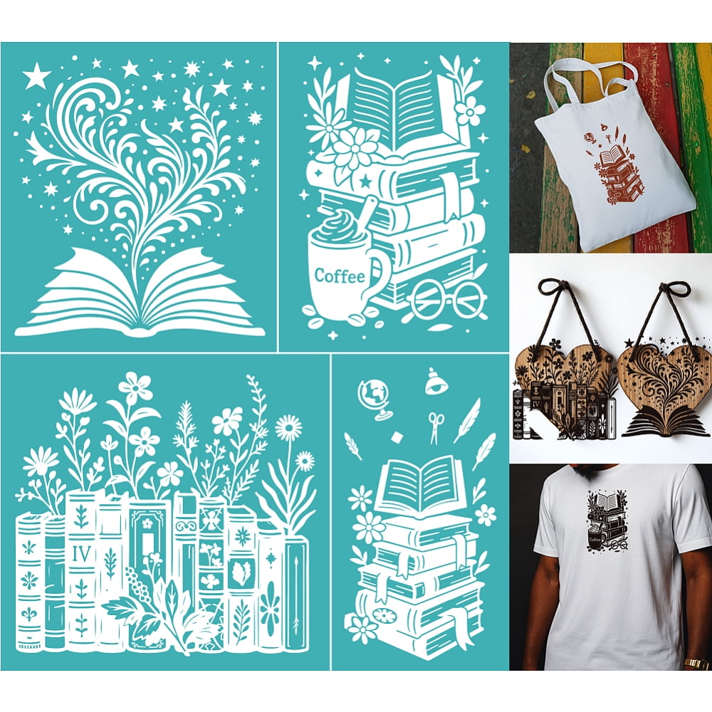 2 Sheets Book with Flower Silkscreen Stencil Floral Printing Stencils ...