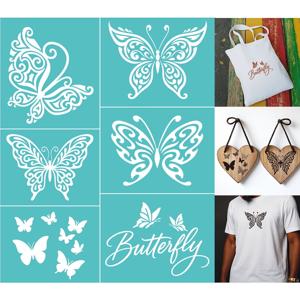 2 Sheets Butterfly Silk Screen Stencils 8.7 x 11 Inch Self-Adhesive ...