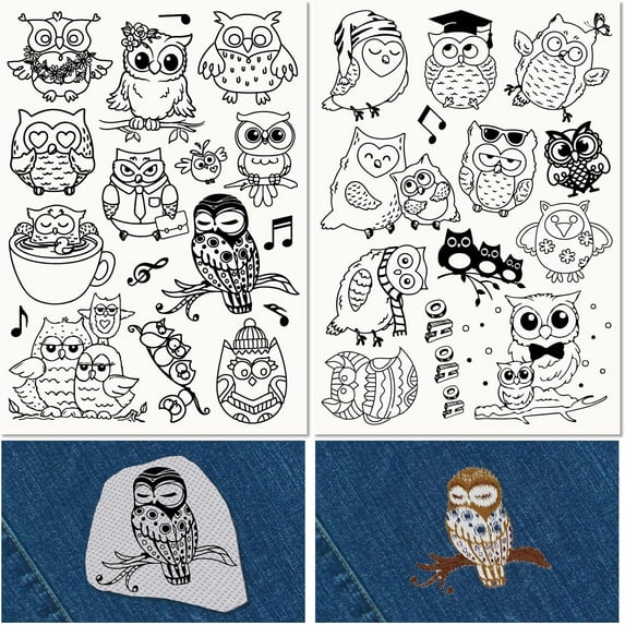 2 Sheets Cartoon Owl Music Water Soluble Embroidery Stabilizers ...