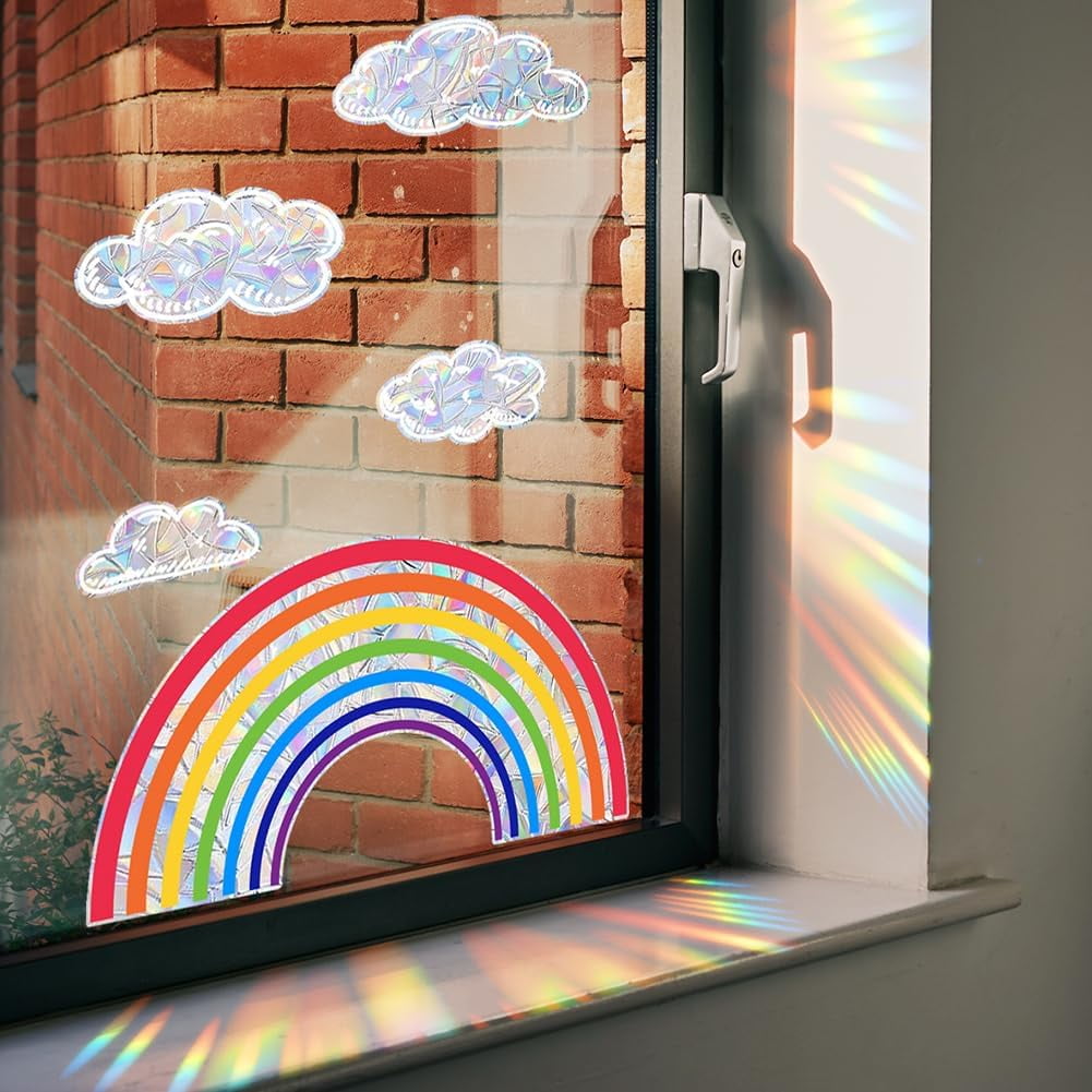 2 Sheets Cloud Rainbow Static Reflection Bird Suncatcher Sticker Anti ...