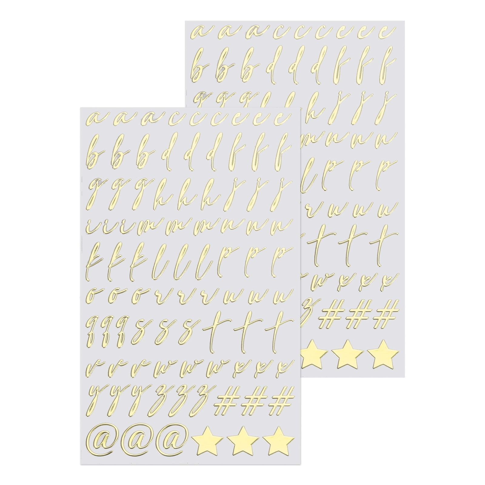 2 Sheets Cursive Letter Stickers for Resin Nails 3D Small Gold Alphabet ...