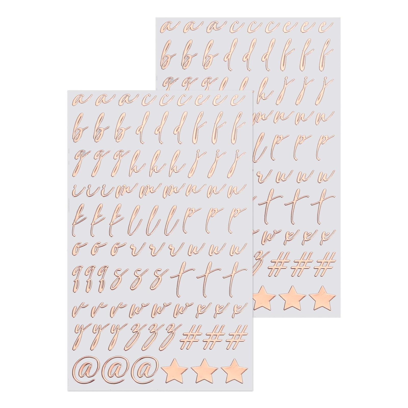 2 Sheets Cursive Letter Stickers for Resin Nails 3D Small Rose Gold ...