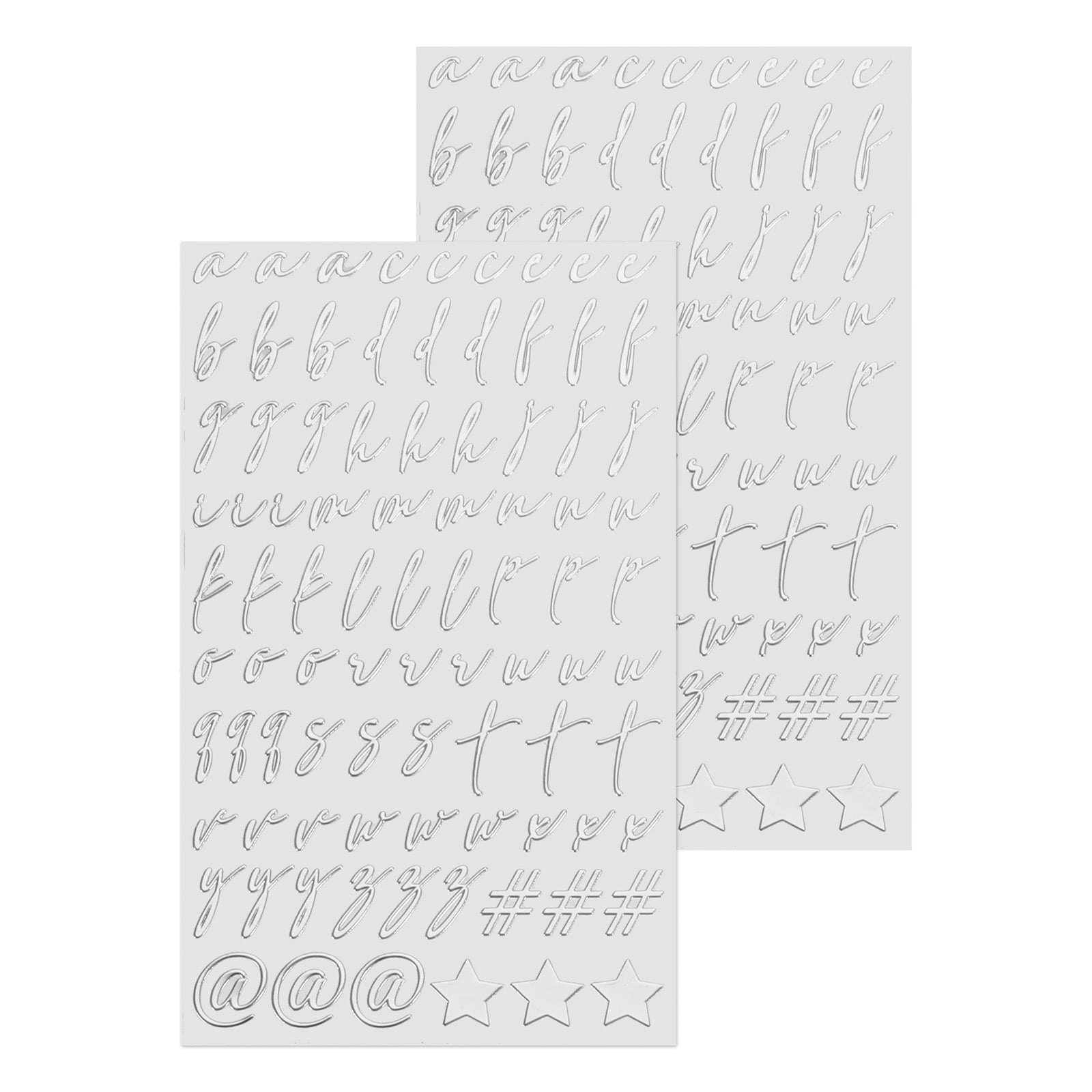 2 Sheets Cursive Letter Stickers for Resin Nails 3D Small Silver ...