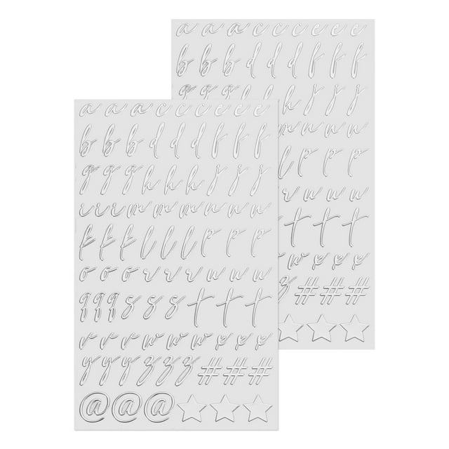 2 Sheets Cursive Letter Stickers for Resin Nails 3D Small Silver ...