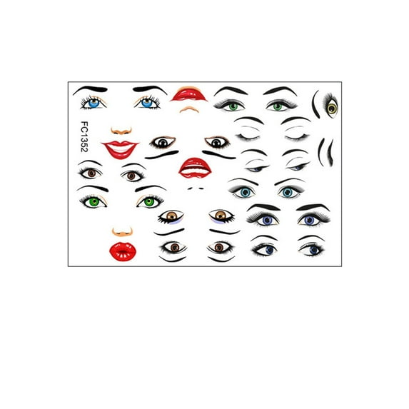 2 Sheets Faces Sticker Creative Face Sticker Lips Mouth Eyes Eyebrows ...