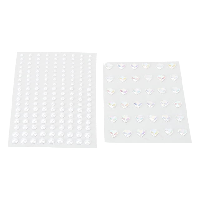 2 Sheets False Pearl Sticker Self Adhesive Heart Shaped Rhinestone ...