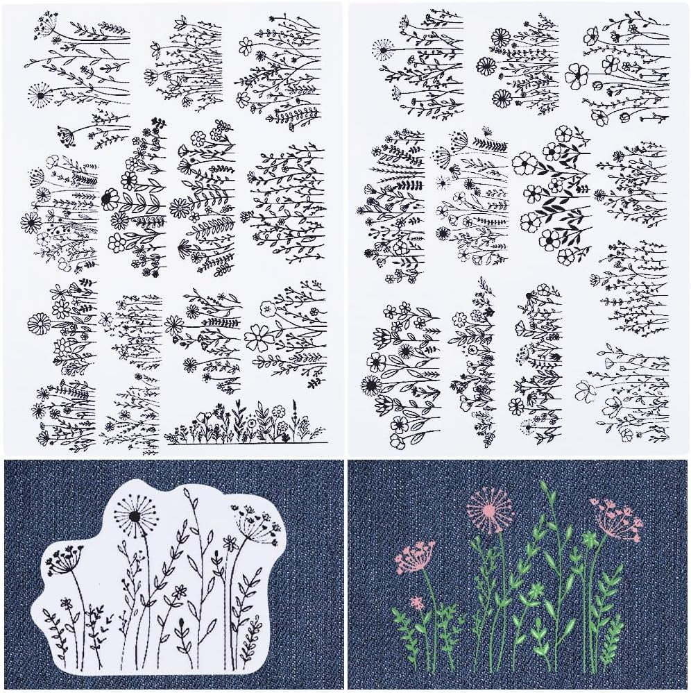 PVA Water-soluble Embroidery Aid Drawing Sketch Flower 297x210mmm 2pcs ...