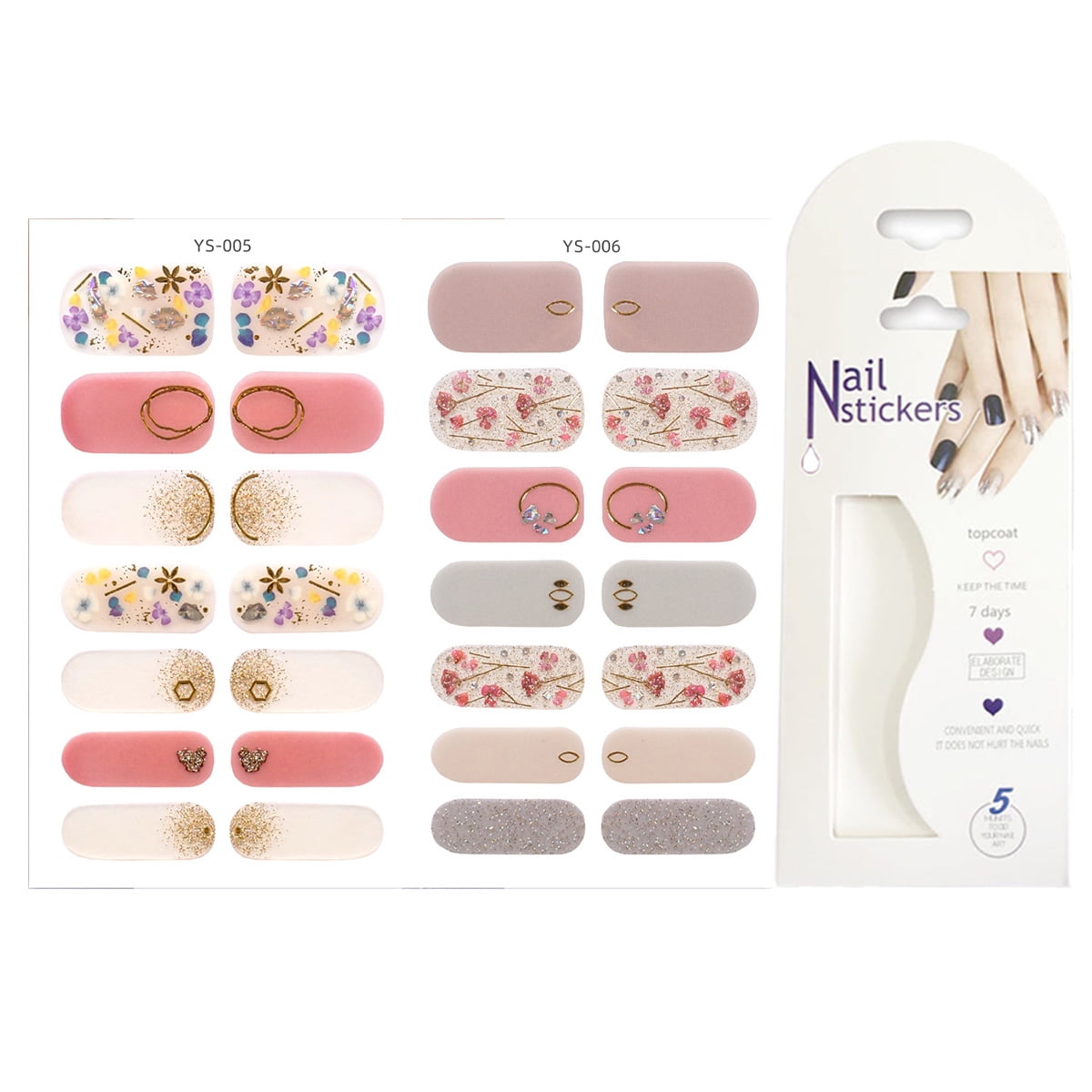 2 Sheets Full Wrap Nail Stickers Nail Polish Strips Gradient Stickers ...