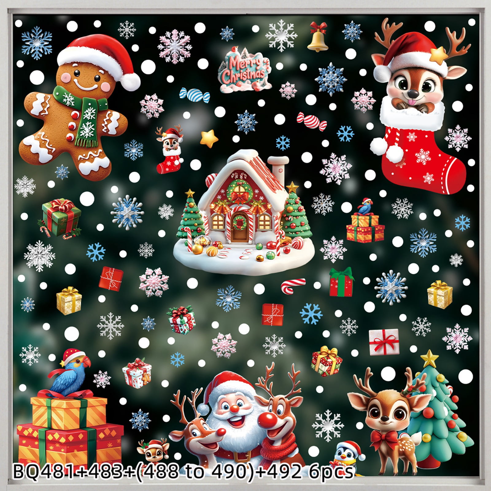 2 Sheets Gingerbread Christmas Window Clings Extra Large Gingerbread ...