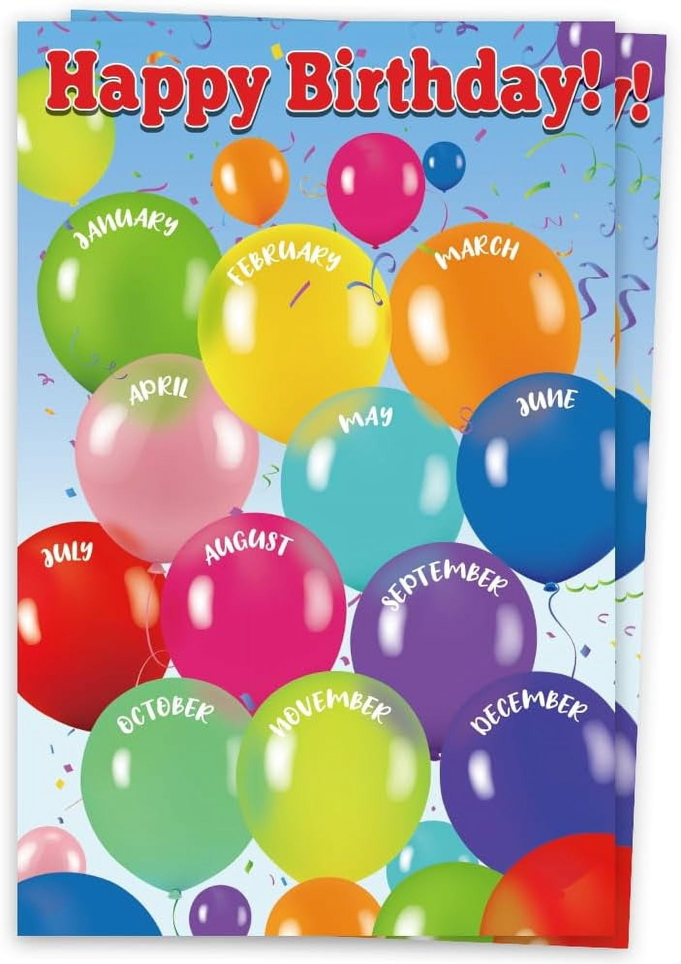 2 Sheets Happy Birthday Chart for Classroom 17x11 Inch Colorful ...