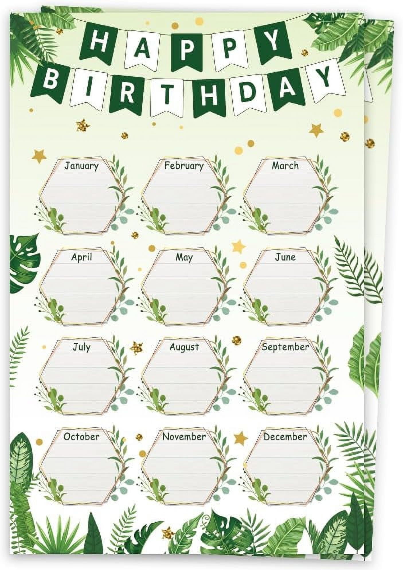 2 Sheets Happy Birthday Chart for Classroom Colorful Birthday Poster ...