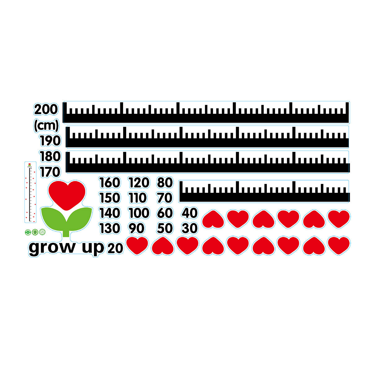 2 Sheets Height Chart for Wall Decals Height Stickers Kids Height Chart ...