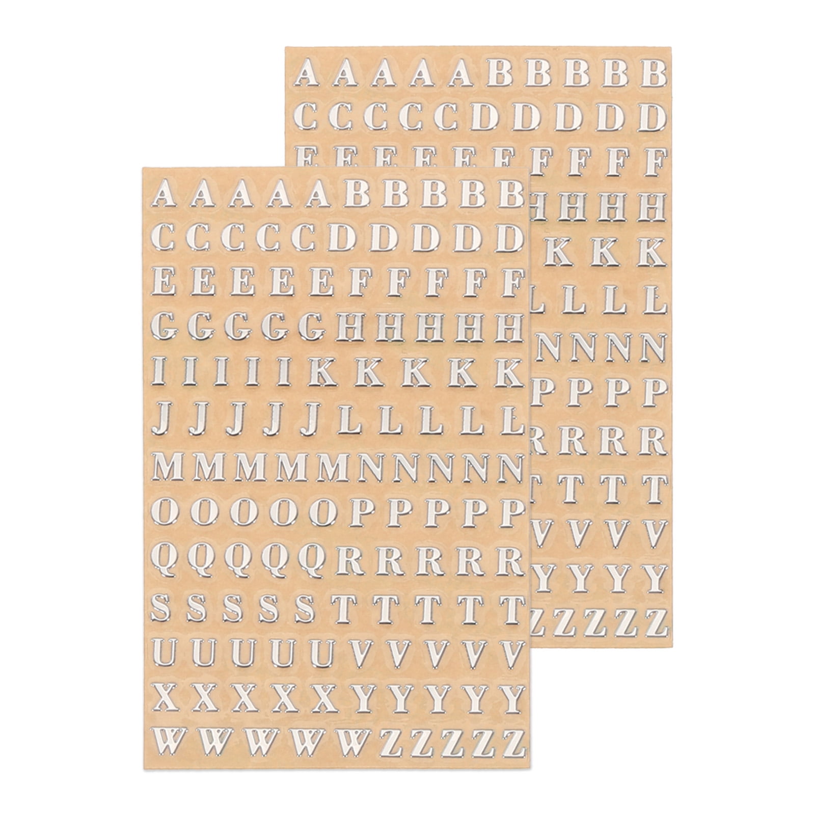 2 Sheets Letter Resin Stickers 3D Small A to Z Silver Alphabet Sticker ...