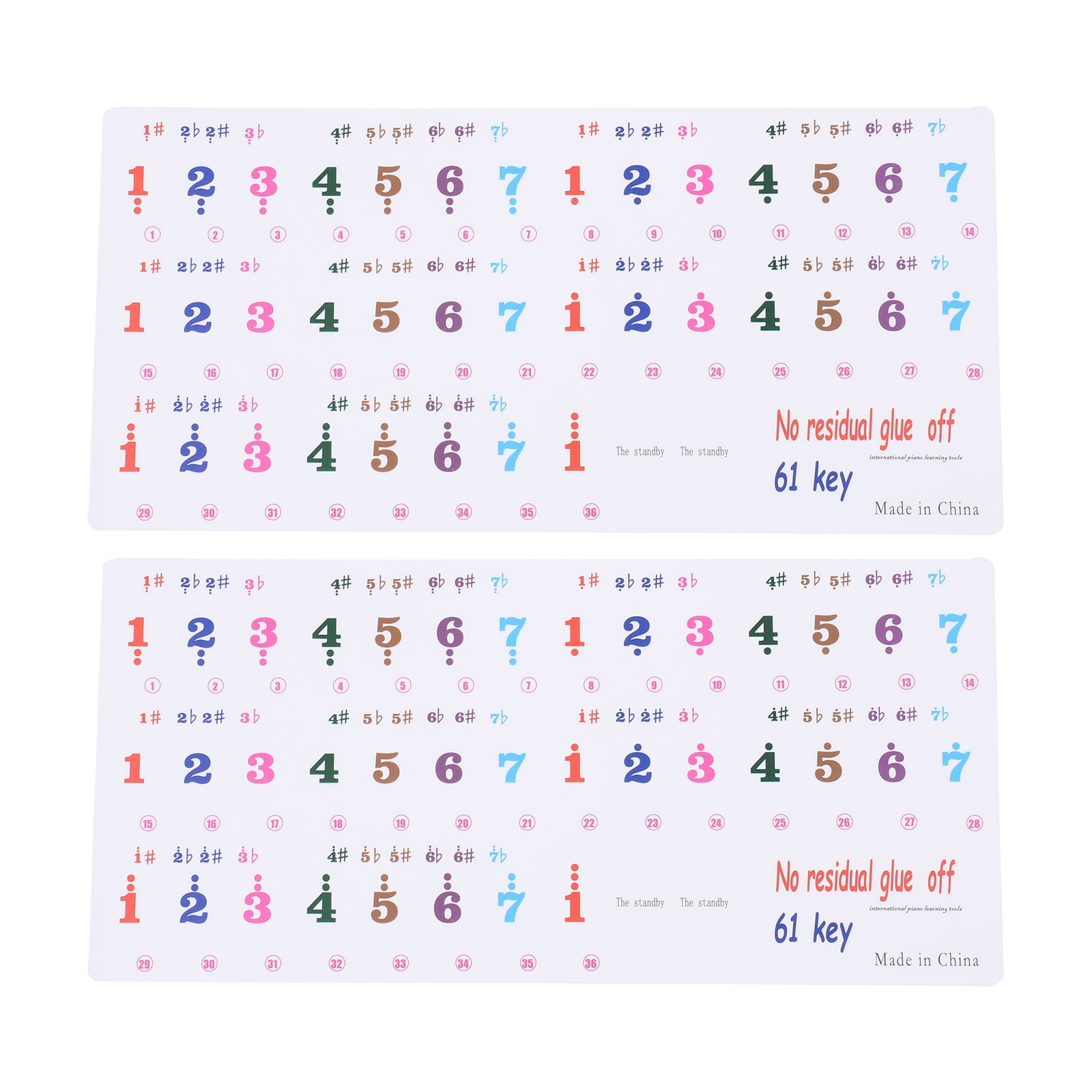 2 Sheets Letter Stickers 61 Key Keyboard Note Piano Practice Adhesive ...