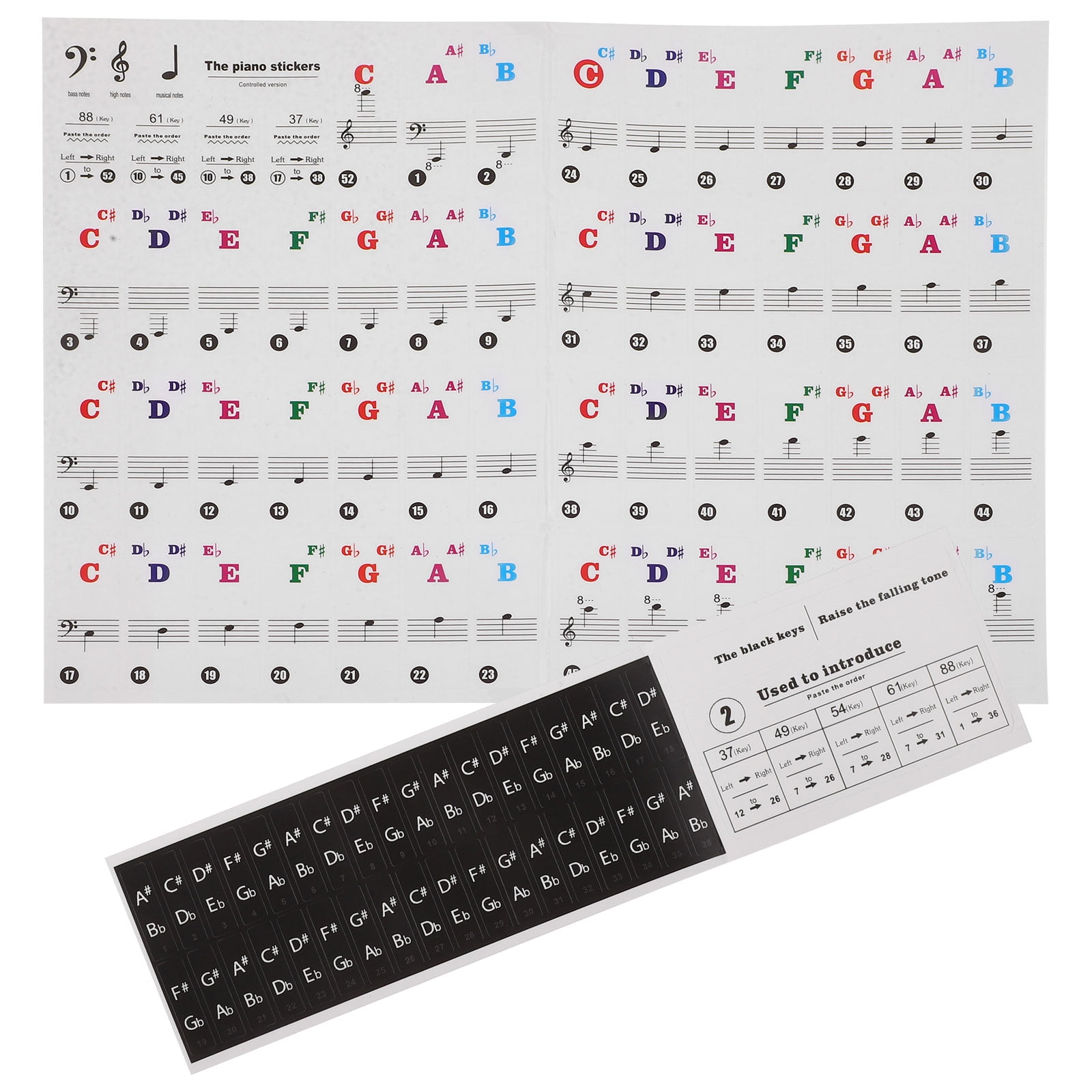 2 Sheets Piano Keyboard Sticker Decals Keyboards Applied Stickers ...