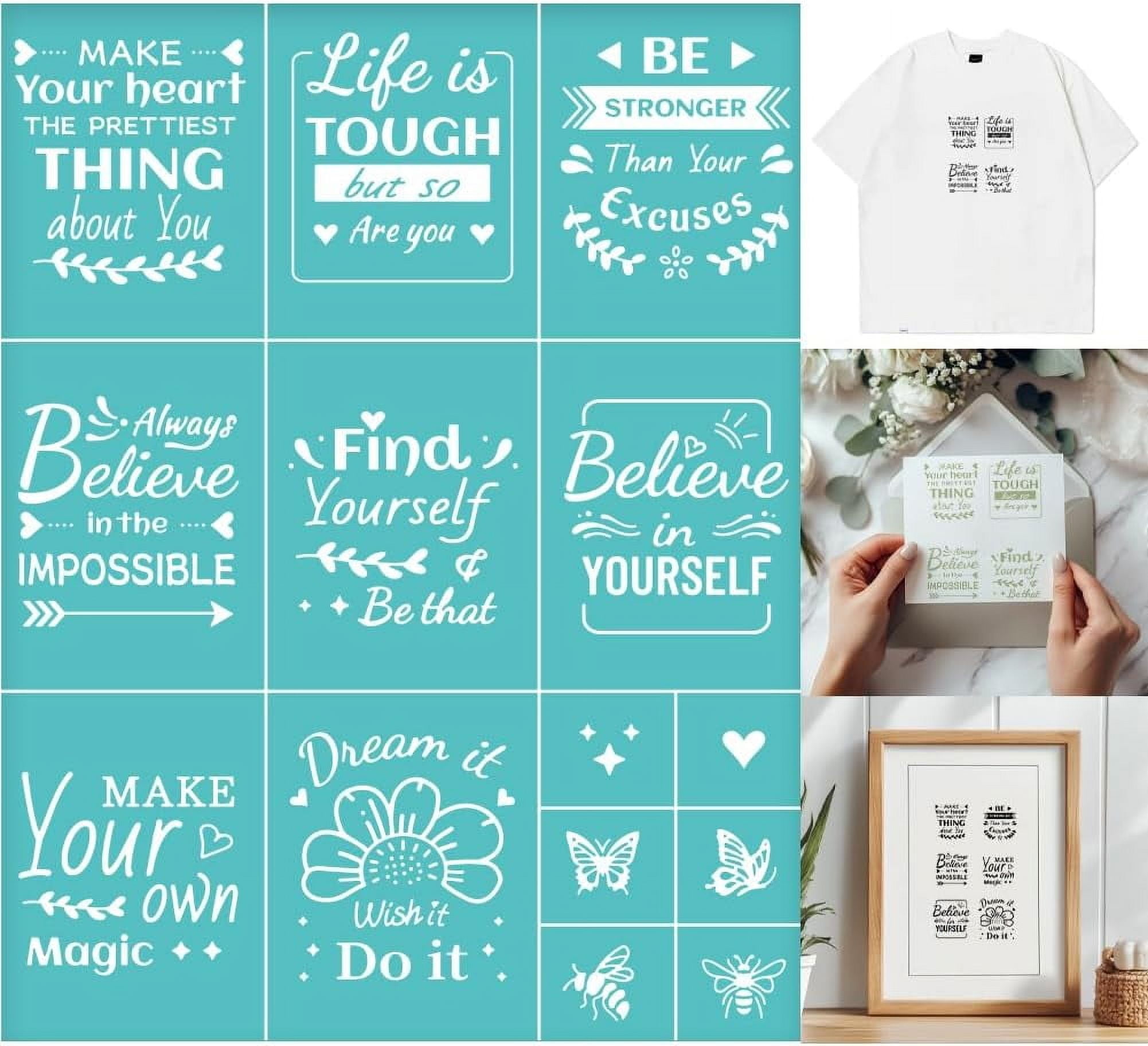 2 Sheets Positive Words Borders Silkscreen Stencil Reusable Self ...