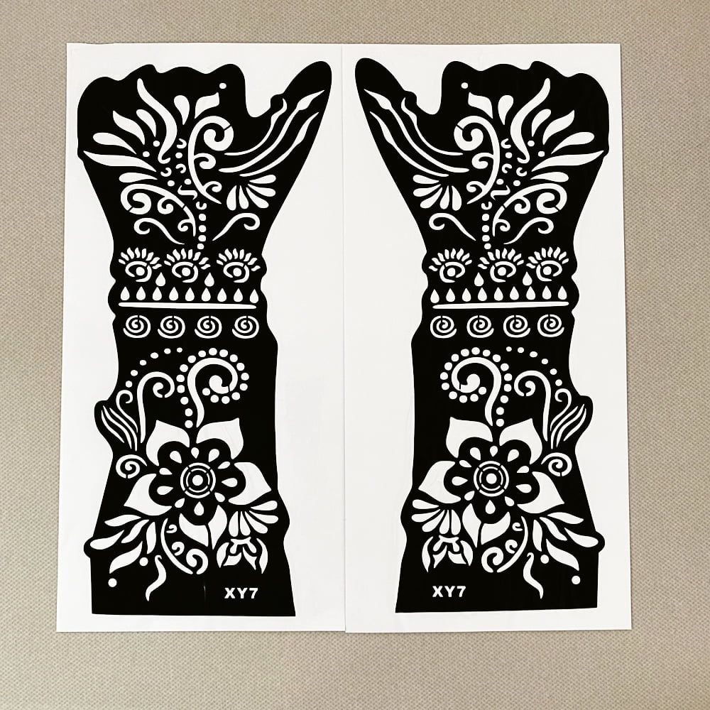 2 Sheets Reusable Henna Stencils Moon Flower Pattern Henna Template ...