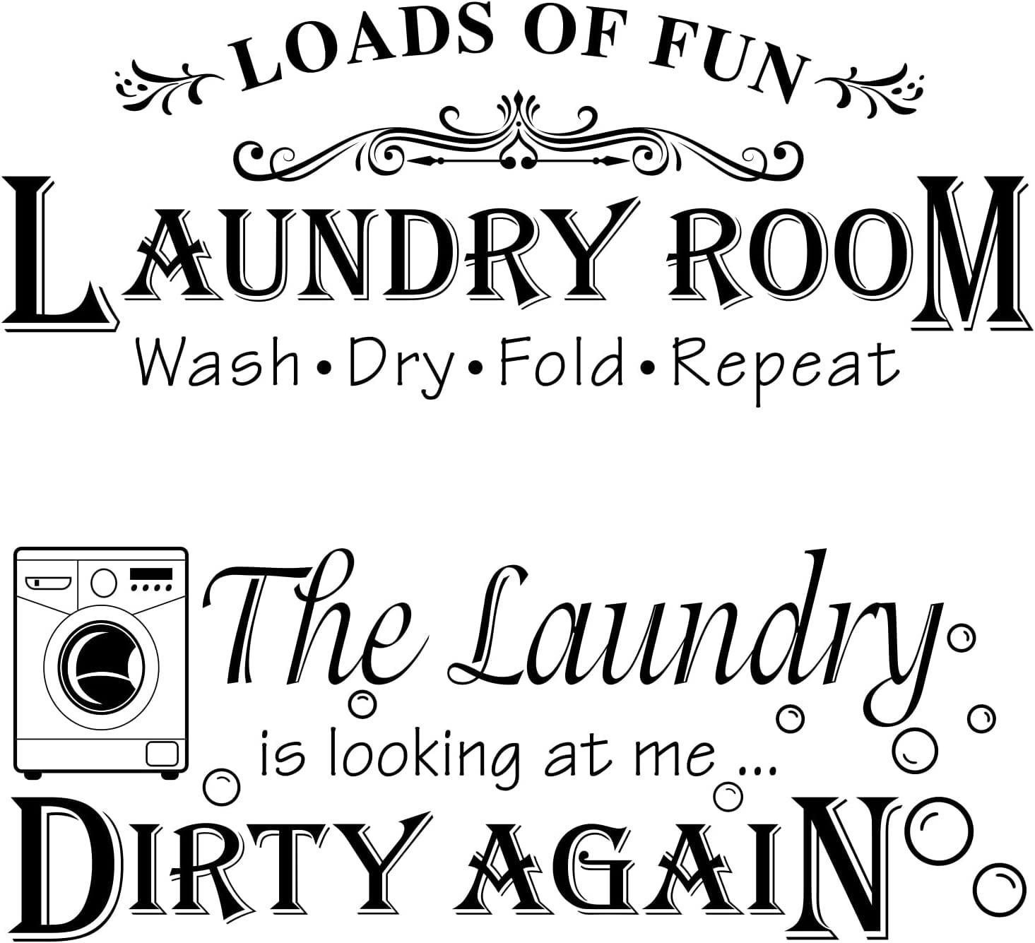 2 Sheets/Set Laundry Room PVC Wall Sticker Loads of Fun Dirty Again ...